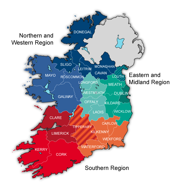 Ireland Regions Map Vector – Reverb Studios Design